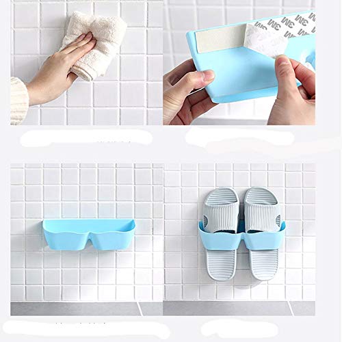 DHTDVD Wall Mount Slippers Hanging Shelf Holder Storage Rack Foldable Shoes Rack Double-Layer Slippers Storage Organizer (Color : D)