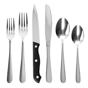 Silverware Set, QOUTIQUE 24 Piece Stainless Steel Flatware, Service for 4 Cutlery Set Utensils, for Home Kitchen Restaurant, Include Knives Spoons Forks Steak Knives, Mirror Polished, Dishwasher Safe