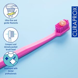 Curaprox CS 5460 Toothbrush, Toothbrush Holder and Be You Toothpaste, Home Kit, Pink