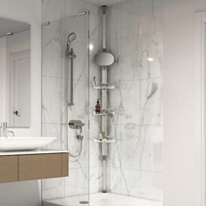 ARTIKA Allegro Extendable Shower Caddy with 1 Mirror and Adjustable Racks and Shelves, Stainless Steel