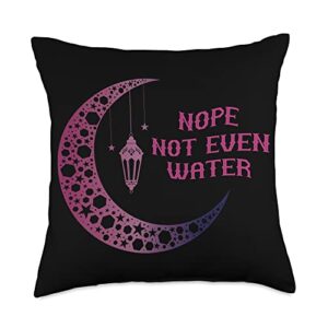 funny ramadan eid mubarak quotes fasting fun nope-not even water throw pillow, 18x18, multicolor