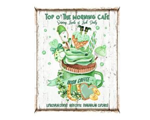 st. patrick's day sign, wreath attachment, tiered tray st. patrick's day, irish coffee bar retro metal tin sign vintage sign for home coffee wall decor 8 x 12 inch