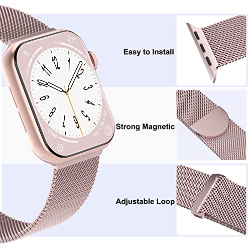 STEEZRD 3 Pack Mesh Metal Bands Compatible with Apple Watch Band 38mm 40mm 41mm 42mm 44mm 45mm 49mm, Stainless Steel Magnetic Loop Strap Wristband for iWatch Ultra Series 9/8/SE/7/6/5/4/3/2/1 Men Women