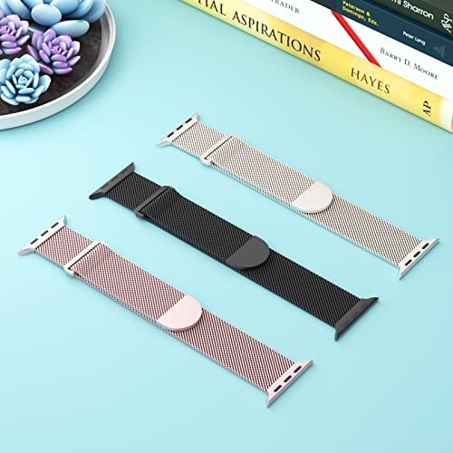 STEEZRD 3 Pack Mesh Metal Bands Compatible with Apple Watch Band 38mm 40mm 41mm 42mm 44mm 45mm 49mm, Stainless Steel Magnetic Loop Strap Wristband for iWatch Ultra Series 9/8/SE/7/6/5/4/3/2/1 Men Women