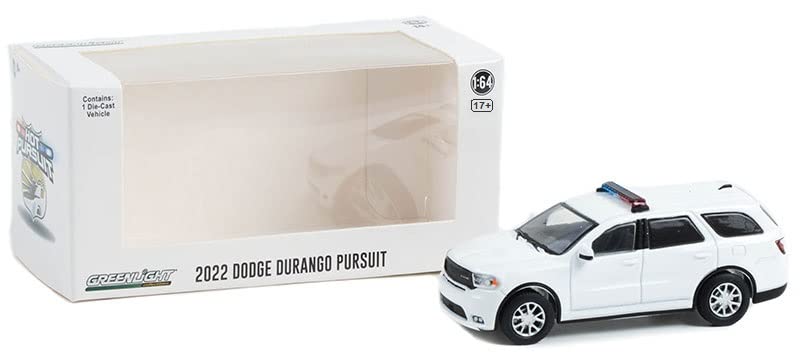 Greenlight 43003-L Hot Pursuit - 2022 Dodge Durango Pursuit Police- White with Light Bar & Push Bar (Hobby Exclusive) 1:64 Scale Diecast