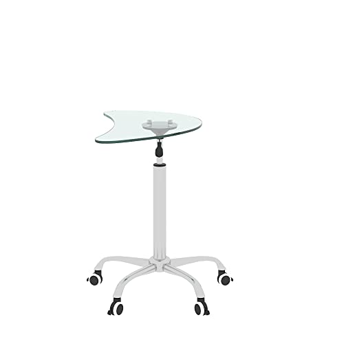 pouseayar Adjustable Office Desks, Small Computer Desk Study Table for Small Spaces Student Glass Table with Lockable Wheels - Transparent