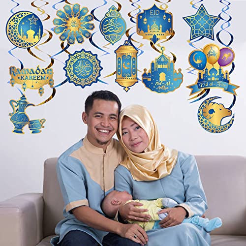 Ramadan Mubarak Decorations Eid Mubarak Hanging Swirl Ceiling Foil Decor Ramadan Decorations for Home Eid Al-fitr Party