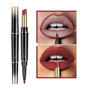 xirujnfd 16 color long lasting lipstick lip liner combo, dual heads lip liner and lipstick set, long lasting lipstick 24 hour waterproof, matte lip liner (#13)