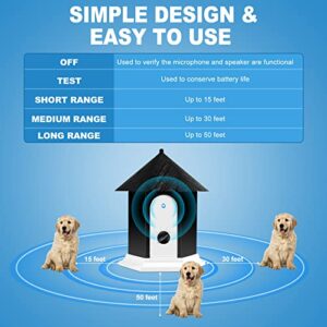 Durable Anti Barking Device, Dog Barking Deterrent with 4 Adjustable Sensitivity & Frequency, Training Tools Up to 50 Ft Range, Outdoor and Weatherproof Birdhouse Dog Barking Control Devices