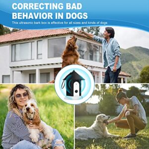 Durable Anti Barking Device, Dog Barking Deterrent with 4 Adjustable Sensitivity & Frequency, Training Tools Up to 50 Ft Range, Outdoor and Weatherproof Birdhouse Dog Barking Control Devices