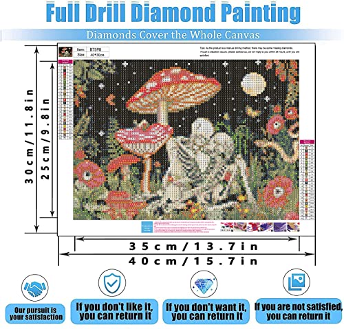 6 Pack Diamond Painting Kits for Adults - Mushroom Flower Butterfly Skeleton Moon DIY 5D Diamond Art Kits Full Drill Diamond Dots Paintings with Diamonds Gem Art and Crafts Home Decor 12x16inch