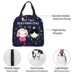 Insulated Lunch Bags for Boys Girls Wed-nesday Enid Waterproof Lunch Tote Bag Teens Adults Large Capacity Zipper Cooler Tote Bag for School/Work/Picnic/Travel