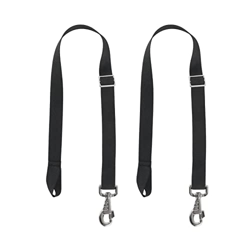 Premium Horse Blanket Sheet Leg Straps, Replacement Stretchy Belly Strap with Swivel Snaps and Loop End, Adjustable Length from 22 to 40 Inch Black (2 Pcs)