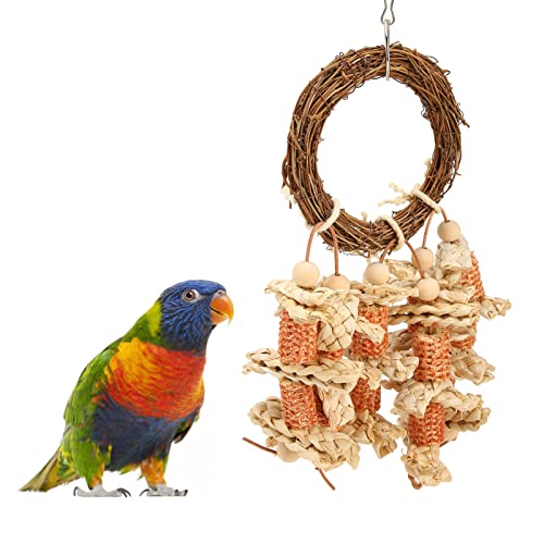 Wooden Chew Toys Wood Bird Chewing Toy Bird Swing Chewing Toy Corn Cobs Climbing Exercising Parakeets Perch Bite Toy for Budgies Lovebirds Bird Swing Chewing Toy