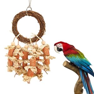 Wooden Chew Toys Wood Bird Chewing Toy Bird Swing Chewing Toy Corn Cobs Climbing Exercising Parakeets Perch Bite Toy for Budgies Lovebirds Bird Swing Chewing Toy