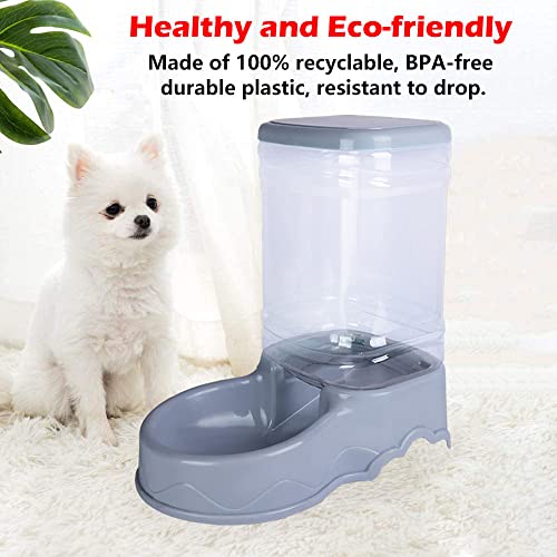 Makikuser Automatic Cat Feeders, 3.8L Cat Feeder Gravity Cat Food Dispenser with Clear Food Bottle and Easy-Grab Base for Dogs Cats Pets Animals (Gray)