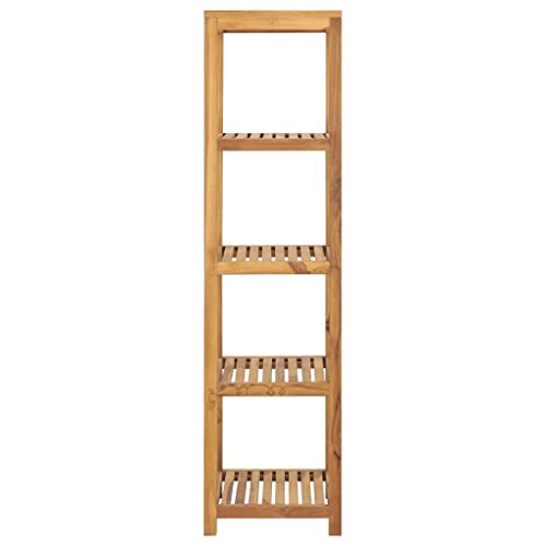 QZZCED 4-Tier Bathroom Storage Rack ,Display Rack for Living ,Floor Standing Unit,Wood Wall Magazine Rack, for Bedroom,Living Room,Office,Solid Wood Teak 16.5"x16.5"x65"