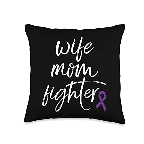 Lupus Awareness Products 250 Lupus Awareness Purple Ribbon Wife Mom Fighter Throw Pillow, 16x16, Multicolor