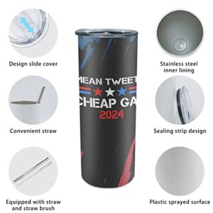 20 oz Water Bottle desantis Coffee Mug, mean tweets cheap gas 2024 Water Bottles with Straw and Lid Thermo Coffee Travel Mug Glitter Cups Gift Uncle