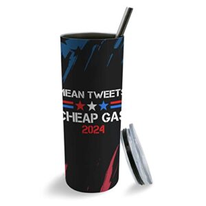 20 oz Water Bottle desantis Coffee Mug, mean tweets cheap gas 2024 Water Bottles with Straw and Lid Thermo Coffee Travel Mug Glitter Cups Gift Uncle