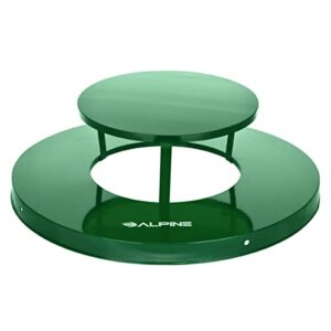 alpine industries outdoor metal waste receptacle rain bonnet lid - heavy duty trash can - commercial trash receptacle cover - 38 gallon commercial garbage can lid - green