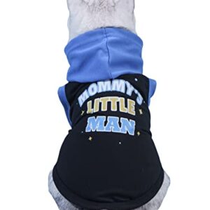 QWINEE Mom Boy Dog Hooded Tank Tops Letter Print Cat Puppy Hoodie Vest Sleeveless Pullover Dog Shirt Stretchy Pet Clothes for Small Medium Large Cats Dogs Kitten Blue M