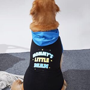 QWINEE Mom Boy Dog Hooded Tank Tops Letter Print Cat Puppy Hoodie Vest Sleeveless Pullover Dog Shirt Stretchy Pet Clothes for Small Medium Large Cats Dogs Kitten Blue M