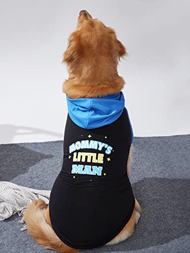 QWINEE Mom Boy Dog Hooded Tank Tops Letter Print Cat Puppy Hoodie Vest Sleeveless Pullover Dog Shirt Stretchy Pet Clothes for Small Medium Large Cats Dogs Kitten Blue M