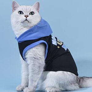 QWINEE Mom Boy Dog Hooded Tank Tops Letter Print Cat Puppy Hoodie Vest Sleeveless Pullover Dog Shirt Stretchy Pet Clothes for Small Medium Large Cats Dogs Kitten Blue M