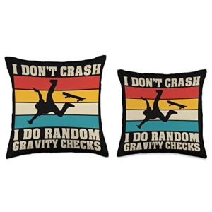 Skateboard Skateboarding Apparel for Skateboarders Random Gravity Checks Funny Skateboard Throw Pillow, 18x18, Multicolor