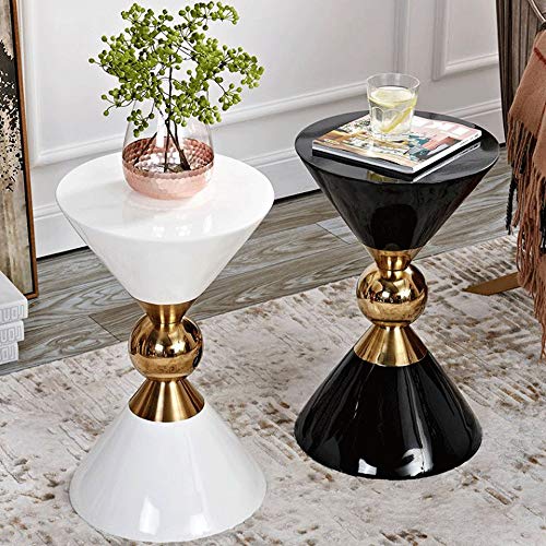 DLOETT Style Living Room Side Tables Gold Tea-Table Sofa End-Table White and Black Side Coffee Table (Color : D)