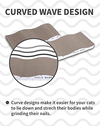 Poils bebe Cat Scratcher, Cardboard Reversible Cat Scratching Pad Large Wide Corrugated Modern Sofa Bed with Catnip (Pack of 4)