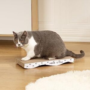 Poils bebe Cat Scratcher, Cardboard Reversible Cat Scratching Pad Large Wide Corrugated Modern Sofa Bed with Catnip (Pack of 4)