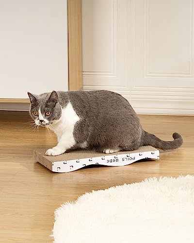 Poils bebe Cat Scratcher, Cardboard Reversible Cat Scratching Pad Large Wide Corrugated Modern Sofa Bed with Catnip (Pack of 4)