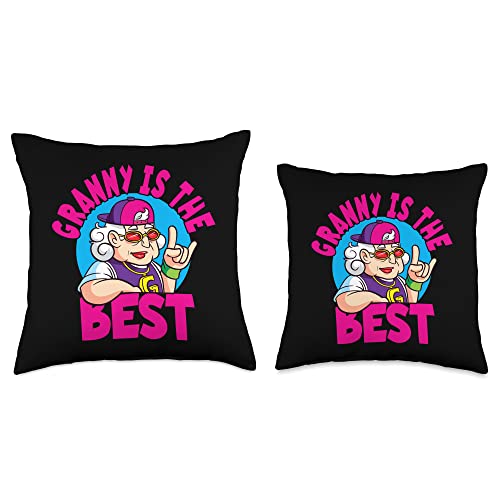 Cool Granny Grandma Tattooed Tattoo Granny Best Grandma Throw Pillow, 16x16, Multicolor