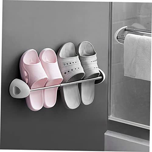 Cabilock 2pcs Holder Creative Mount White Retractable Mounted Wall Shoes Home Bathroom Free Rack for The Punch Off Steel Shelf Stainless Any Floor Organizer Shoe Keeps Slippers Storage