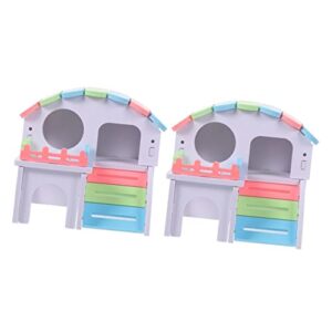 ipetboom 2 pcs mini colorful sleeping play exercise houses climbing hamster cabin small chic funny guinea hut habitat chew toys and chews with nest cage gerbil hideouts hideaway rat animal