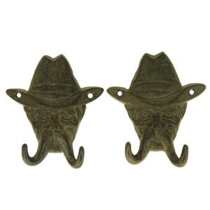 decorative wall hangers, cast iron wall mounted coat hooks, vintage key holder for farmhouse, entryway, closet, bedroom, living room, gentleman's shape, set of 2