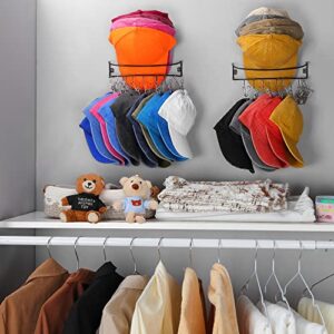 Taozun Hat Racks for Baseball Caps - 2 Packs Hat Organizer Wall Mount Hat Holder Hat Storage for Ball Caps Winter Beanie, At Least 30 Caps (2 Hat Rack with 20 Hat Storage Clips)