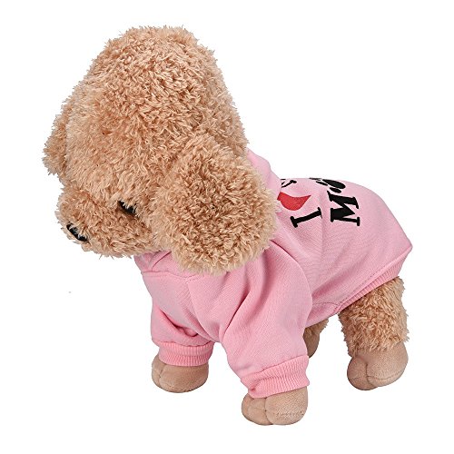 Clothes for Teacup Cotton Small T-Shirt Puppy Fashion Sweatshirt Costume Pet Blend Pet Small Dog Clothes Hooded Shirt Fleece Puppy Coat Apparel (Medium, Pink)