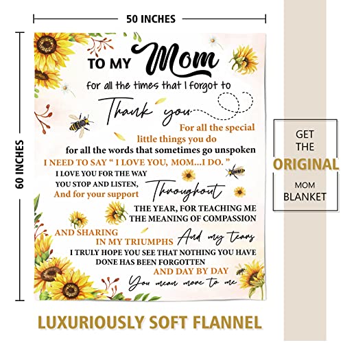 BeneCharm Gifts for Mom, Mom Birthday Gifts Blanket from Daughter Son 60"x50" - to My Mom Soft Cozy Throw Blanket for Thanksgiving, Christmas