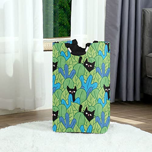 Kigai Cartoon Black Cat Laundry Basket Large Collapsible Waterproof Laundry Hamper with Handles Portable Storage Basket Dirty Clothes Toys Organizer for College Dorms, Nursery, Bathroom