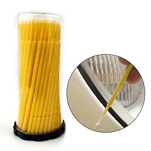 1mm Micro Tips Car Up Paint Micro Brush Small Applicator Cleaning Tools Color Auto Accessory Yellow 100pcs