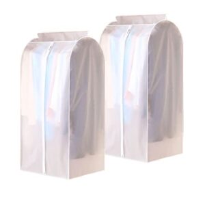 garment bags for hanging clothes fully sealed, large dustproof hanging clothing storage bags, garment cover wardrobe clothes protector for dress, suit, coat, large clothes (60"h×24"l×20"w, 2-pack translucent)