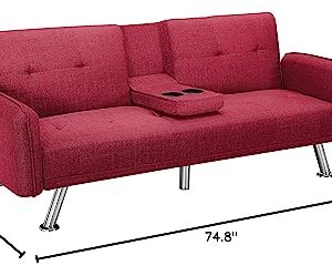 ERDAYE 64 inches Modern Loveseat Sofa, Red