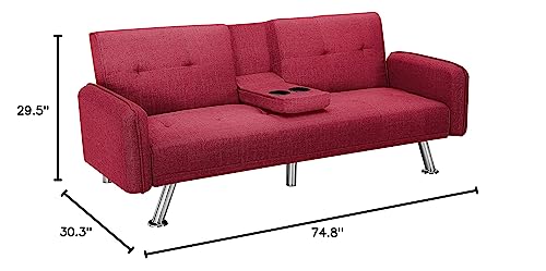 ERDAYE 64 inches Modern Loveseat Sofa, Red