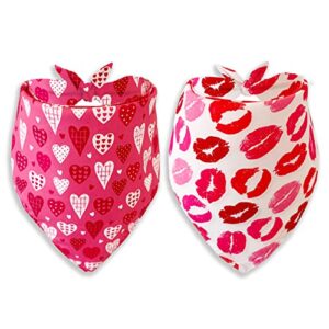 valentine dog cat bandana, holiday bib kiss lip and candy hearts pattern for large medium small puppies pets