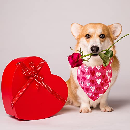 Valentine Dog Cat Bandana, Holiday Bib Kiss Lip and Candy Hearts Pattern for Large Medium Small Puppies Pets