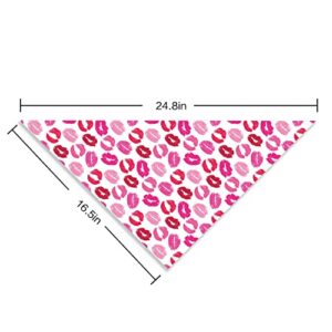 Valentine Dog Cat Bandana, Holiday Bib Kiss Lip and Candy Hearts Pattern for Large Medium Small Puppies Pets