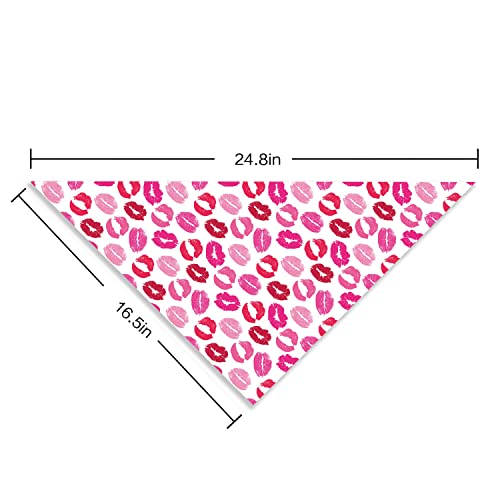 Valentine Dog Cat Bandana, Holiday Bib Kiss Lip and Candy Hearts Pattern for Large Medium Small Puppies Pets